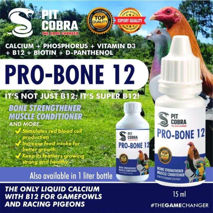 Pit Cobra Pro - Bone 12 The One And Only Liquid Calcium With B12 For Gamefowls and Pigeon , Bone ...