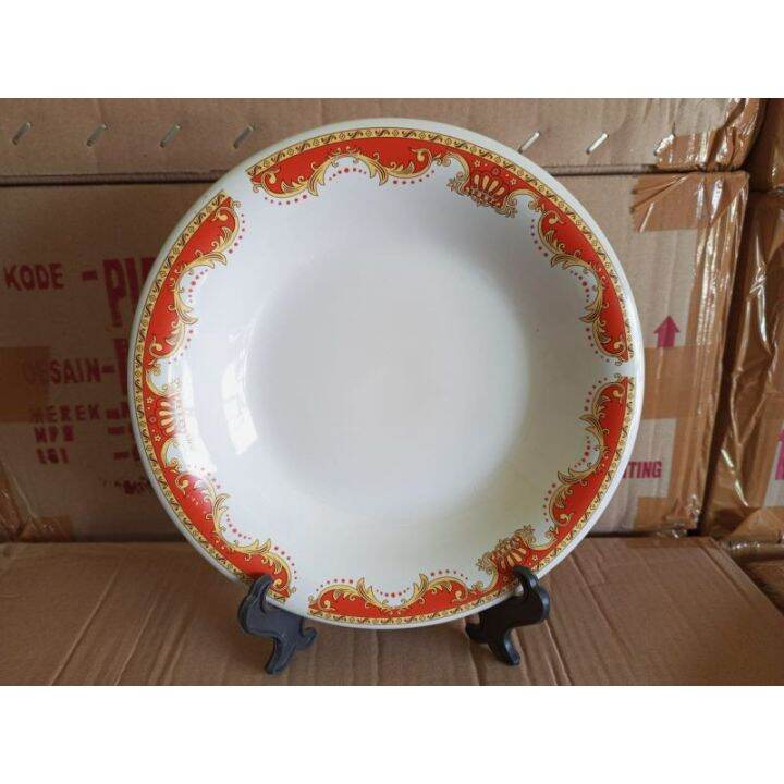 Piring Keramik Lucky Mahkota Orange 1 lusin/ 12pcs | Lazada Indonesia