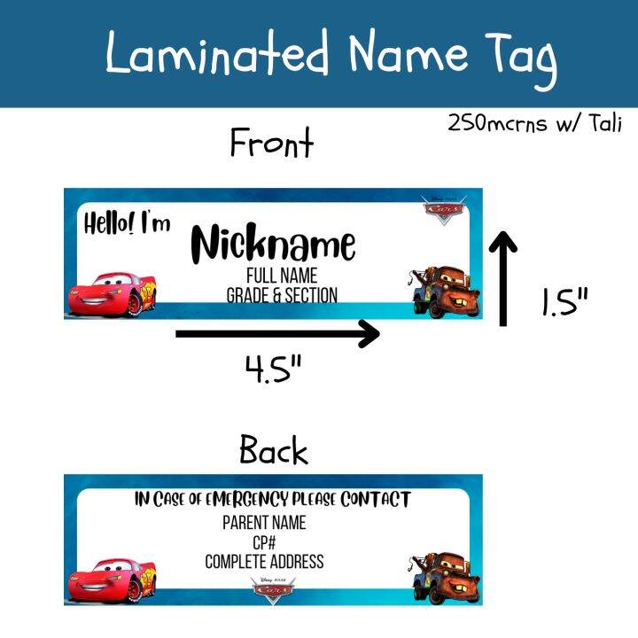 Name Tag Front & Back Laminated 250 microns Customized | Lazada PH