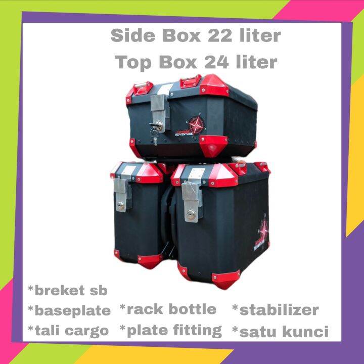 Sidebox 22 liter & Top box 24 liter pannier alumunium MAY0001 | Lazada ...
