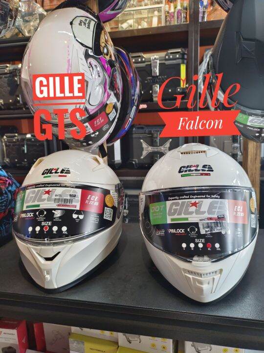 Gille plain white and black helmet with freebies ( Falcon and GTS) Full face dual visor | Lazada PH