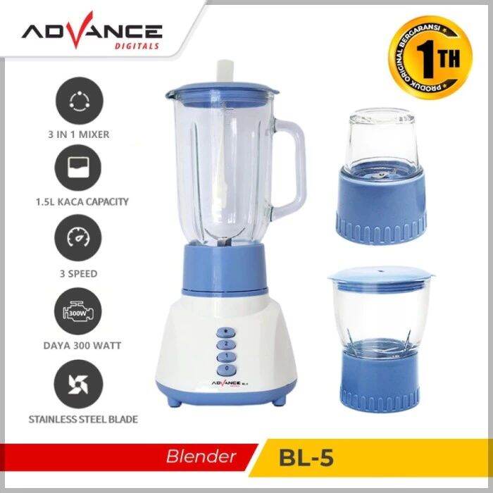BLENDER MAKANAN KACA ADVANCE BL-5 3 IN 1 SET MULTIFUNGSI | Lazada Indonesia