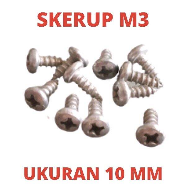 SKERUP M3 10mm 50 biji 10 MM SKRUP SEKERUP BAUT MUR MIKA ISOLATOR ...