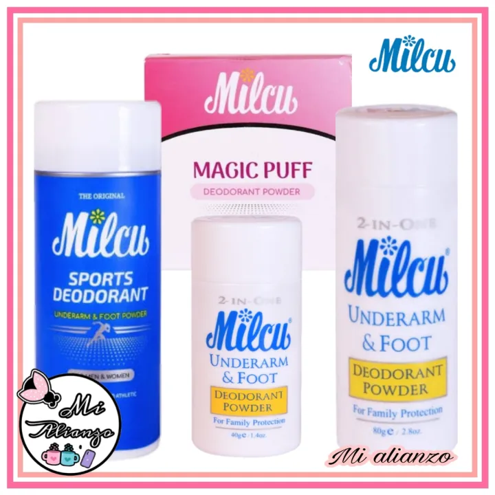 Milcu , Underarm & Foor Deodorant Powder 40g, 80g | Milcu Puff | Milcu ...