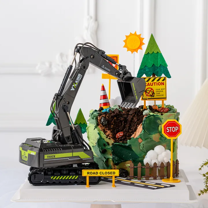 Children's Day Simulation Excavator Road Construction Baking Cake ...