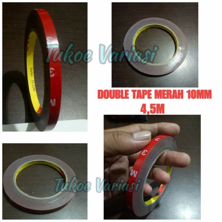 Double Tape 3M PE Foam Tape - Perekat Bolak Balik 10mm x 4.5m Merah ...