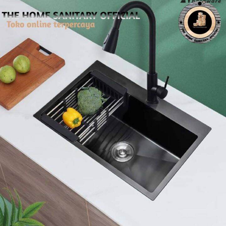 Paket lengkap kitchen sink ONAN 50×40 stainless HITAM | Lazada Indonesia