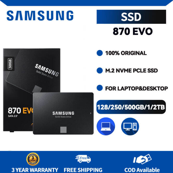 Samsung 870 EVO SSD 2.5Inch SATA III 6GB/s 128GB 250GB 500GB 1TB 2TB Internal Solid State Disk ...