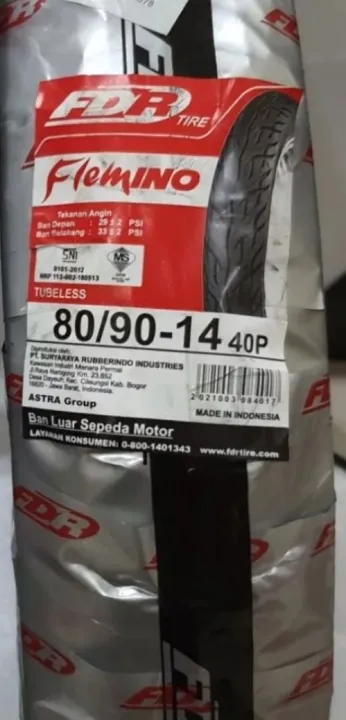 Ban FDR FLEMINO TUBELESS 80/90 - 14 bonus pentil buat mtr matic ring 14 ...