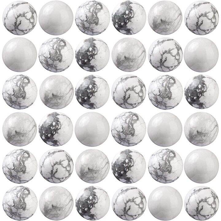 Natural Stone 4/6/8/10mm White Howlite Round Gemstone Loose Beads Elastic Bracelet String for ...