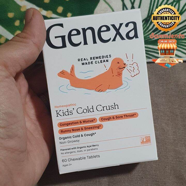 Genexa Kid's Cold Crush Non-Drowsy 60 Chewable Tablets with Organic ...