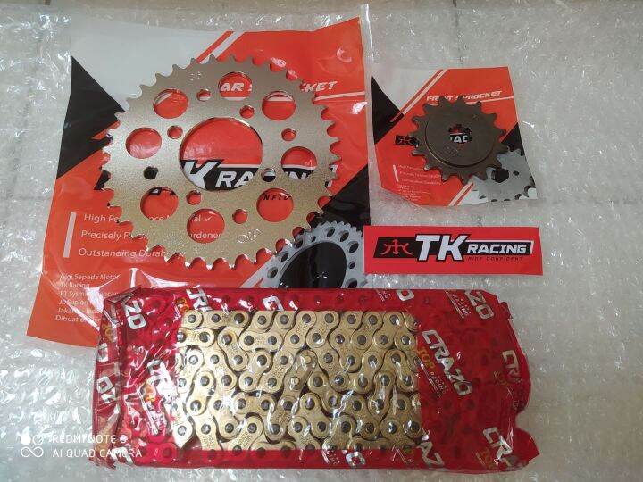 gear set/gir set satria 2 t lumba hiu tornado tk racing 415 rantai gold ...