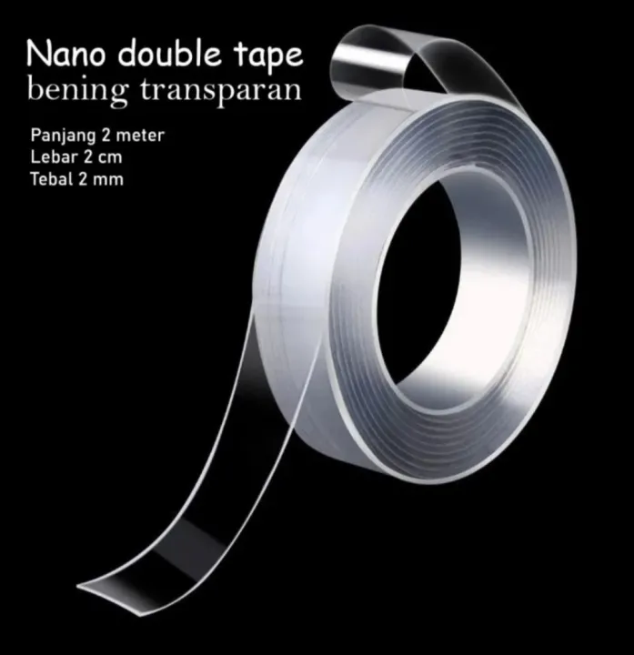 NANO DOUBLE TAPE BENING TRANSPARAN PANJANG 2m LEBAR 2cm TEBAL 2mm TIP ...