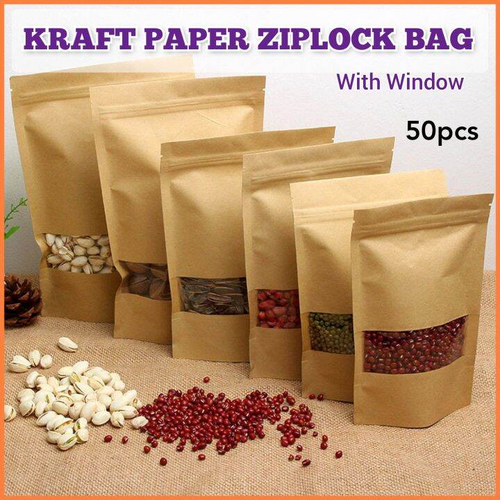 50pcs Ziplock Paper Bag (Kraft paper bag), Zipper Pouch, Zip, Doorgift ...