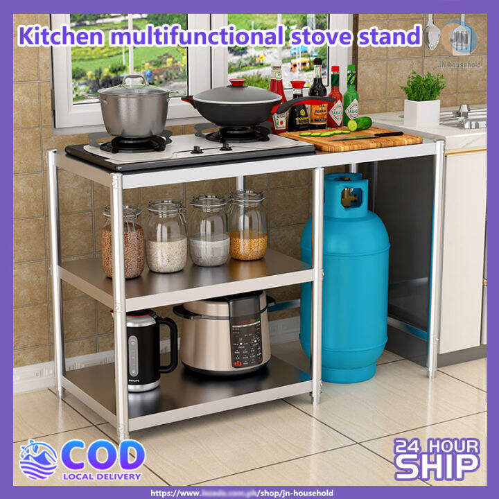 Kitchen 2in1 Gas Stove Rack Thickened 304 Stainless steel Rack kitchen ...