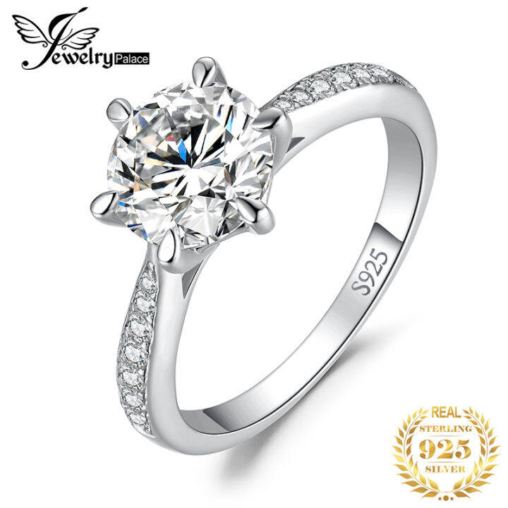 JewelryPalace Moissanite GRA D Color 1ct 1.5ct 2ct 3ct Round S925 Sterling Silver Wedding ...