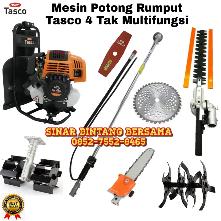 MESIN POTONG RUMPUT TASCO 4 TAK MULTIFUNGSI KOMPLIT 6 MATA PISAU ...