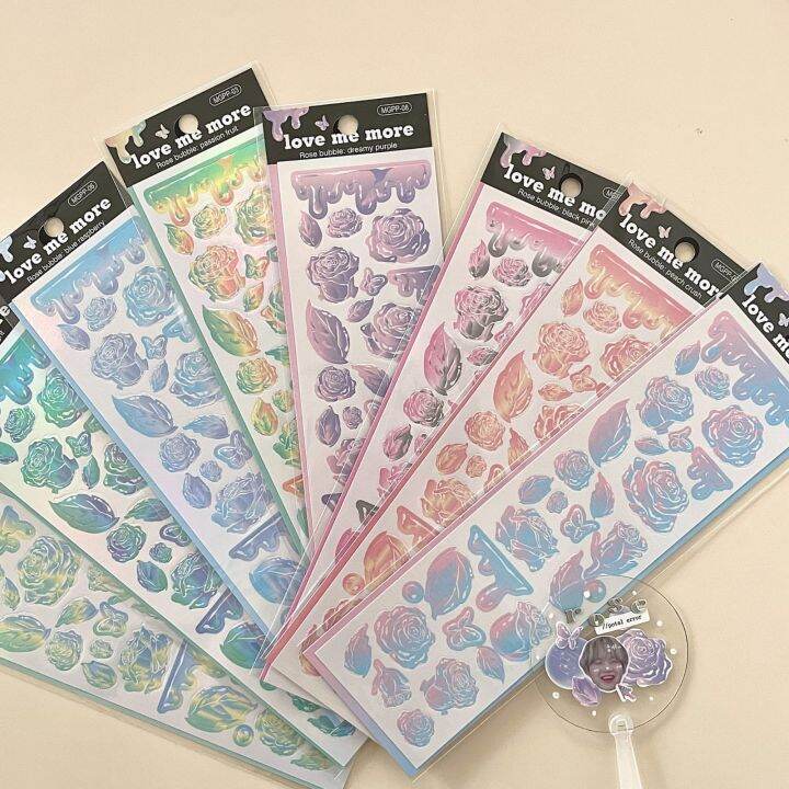 Stiker deco top loader bunga mawar PVC jurnal scrapbook stiker lucu ...