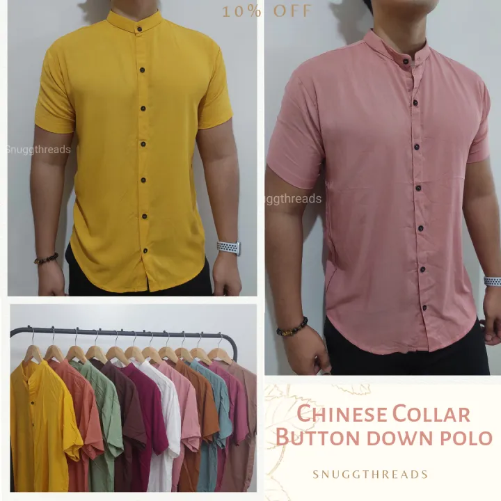 Premium Chinese Collar Button Down Shirts / Plain Chinese Collar Polo ...