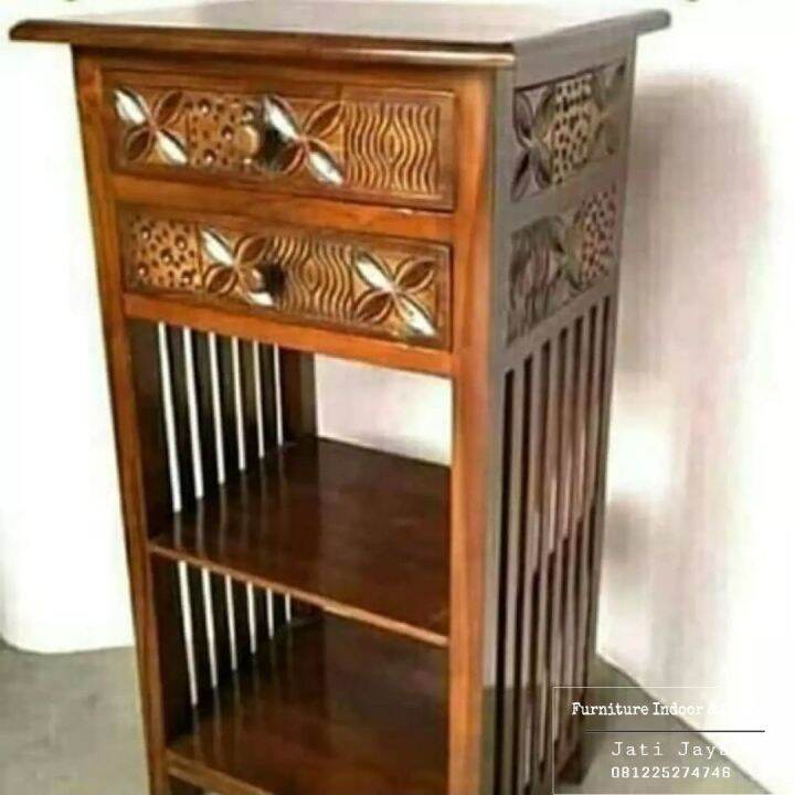 Meja dispenser kayu jati / meja sudut ruang tamu minimalis | Lazada ...