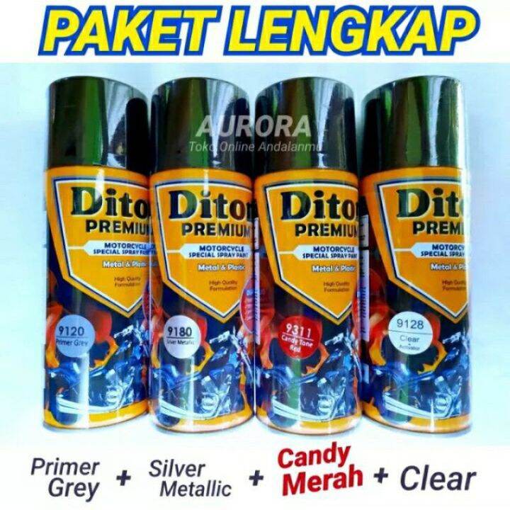 Paket Pilok Pilox DITON Premium Primer Grey + Silver Metalik + Candy ...