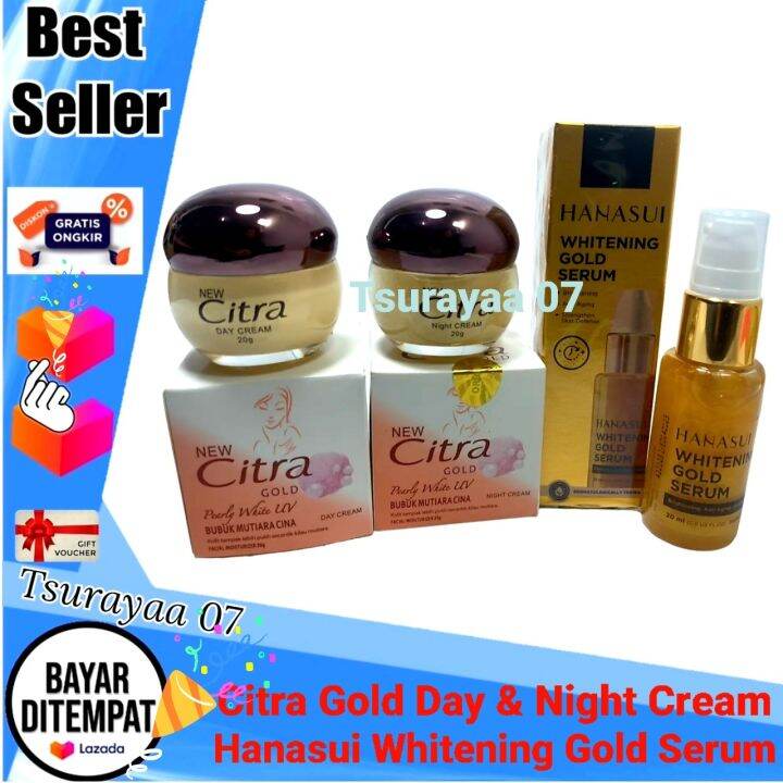 Hanasui Whitening Gold Tambah Citra Gold Day Night Cream Paket 3in1 ...