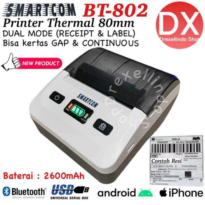 Portable Thermal Printer 80mm SMARTCOM BT-802 DUAL MODE (RECEIPT dan ...
