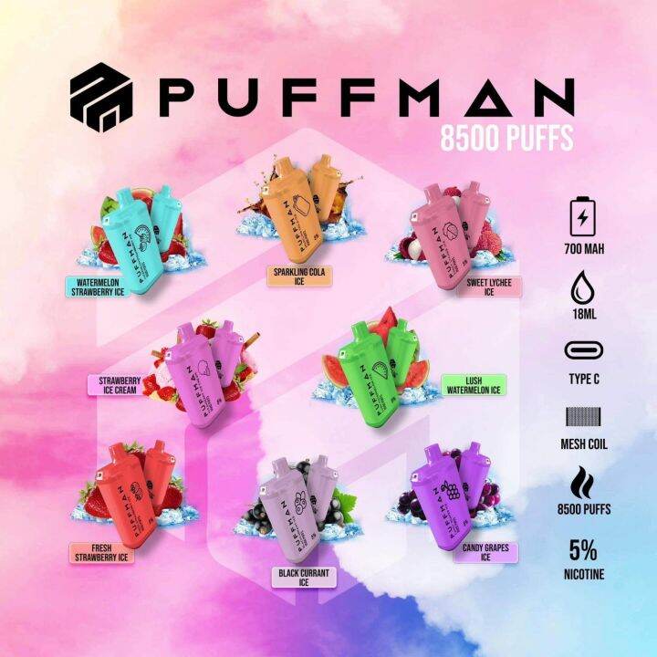 PUFFMAN DISPOSABLE POD - 8500 PUFFS - Rechargeable- LEGIT | Lazada PH