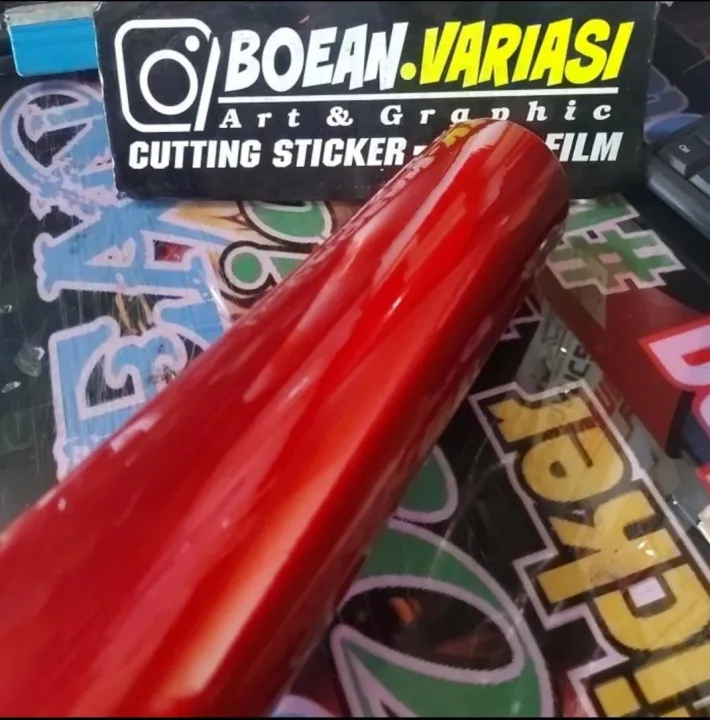 STICKER SKOTLET MERAH CANDY MERAH METALIK | Lazada Indonesia