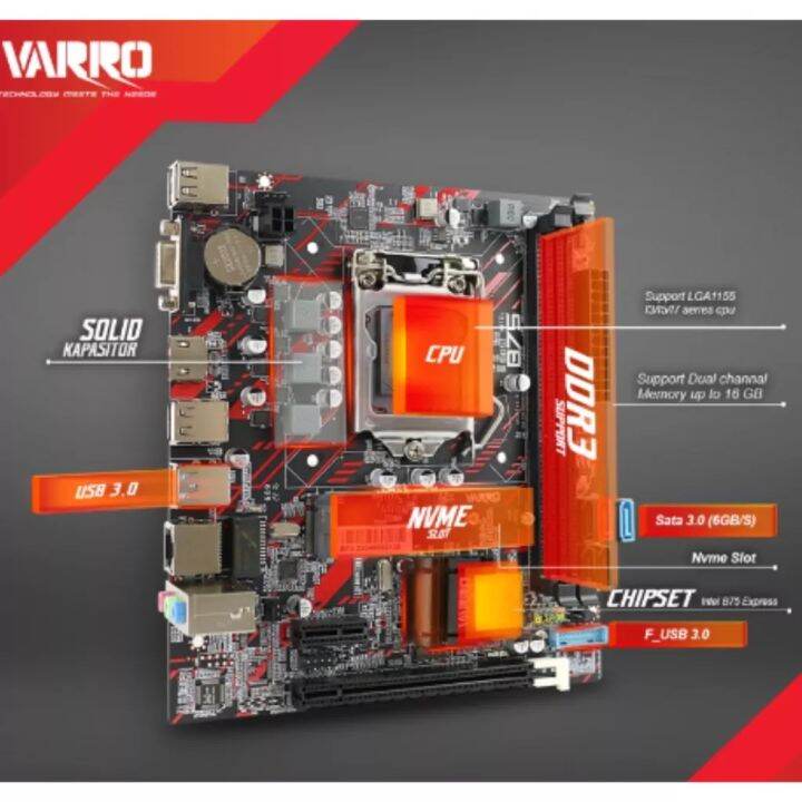 MOTHERBOARD H61 PLUS B75 INTEL LGA 1155 DDR3 NVME BARU | Lazada Indonesia