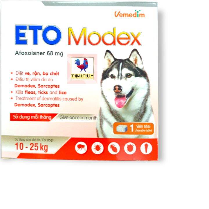 ETO Modex (Hộp 1 viên) - Viên nhai vị thịt bò cho chó. Đặc trị ve, ghẻ ...