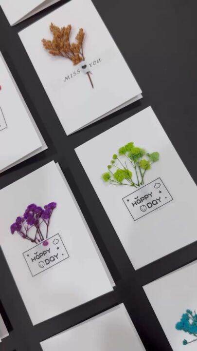 (32PCS) DRIED FLOWER CARD Love Kad Hati Kad Ucapan Gift Greeting Best ...