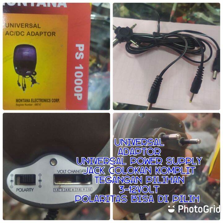 universal adaptor adaptor 1Amper multi polaritas tegangan 1,5volt 3volt ...