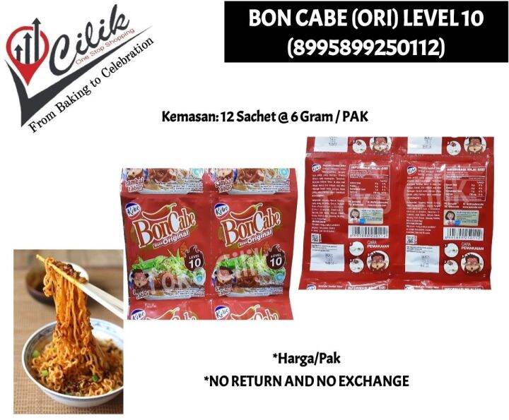 bon cabe original level 10 bubuk cabai pedas bumbu mie ramen kentang ...