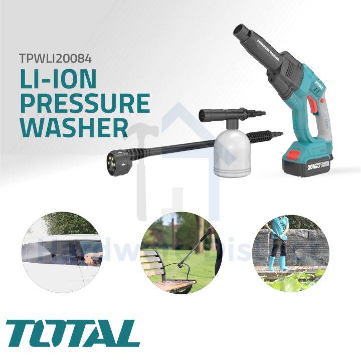 TOTAL TPWLI20084 20V LITHIUM-ION CORDLESS PRESSURE WASHER | Lazada