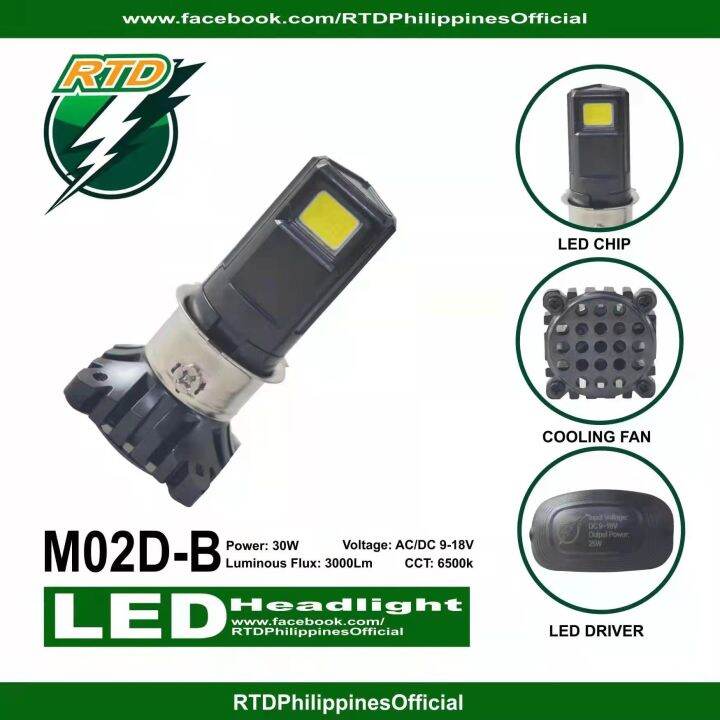 Original RTD MO2D-B LED Motorcycle Headlight | Lazada PH