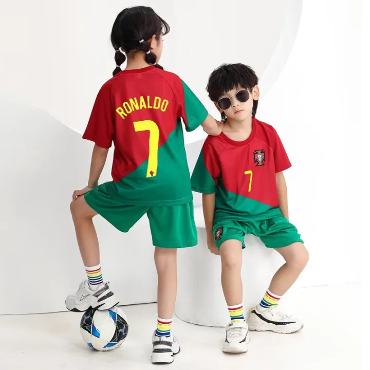 ฟุตบอลโลกโปรตุเกส7C Luo ชุดฟุตบอลสำหรับเด็กชุดทีมฝึกซ้อมสำหรับนักเรียน ...
