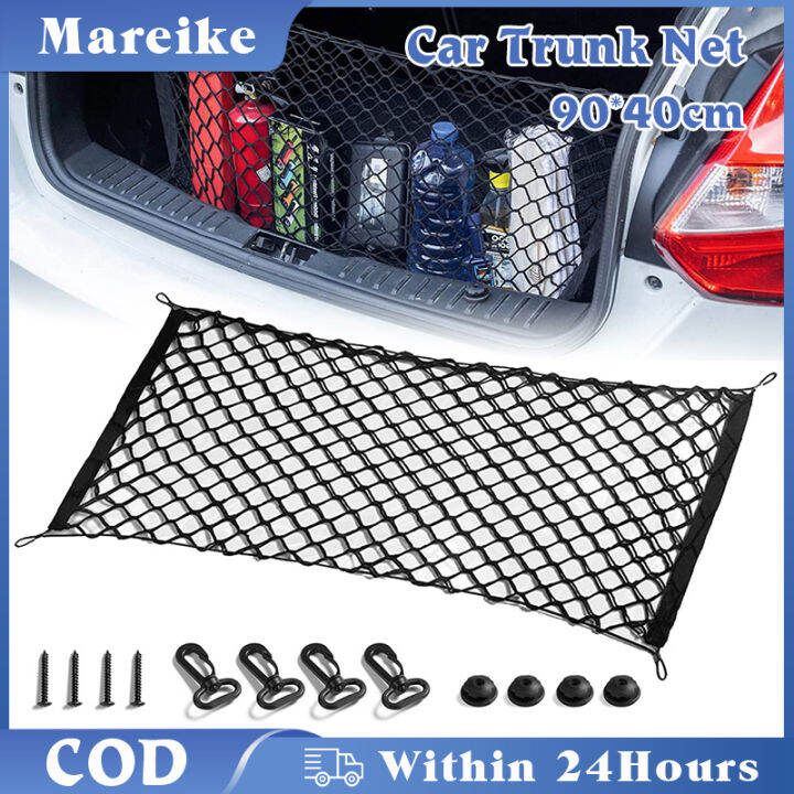 Universal Car Trunk Net With Hooks Adjustable Elastic Trunk Storage Net ...