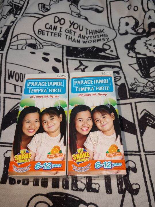 Tempra forte (BUNDLE OF 2) 6- 12years old Orange Flavor 250 mg / 5 ml ...