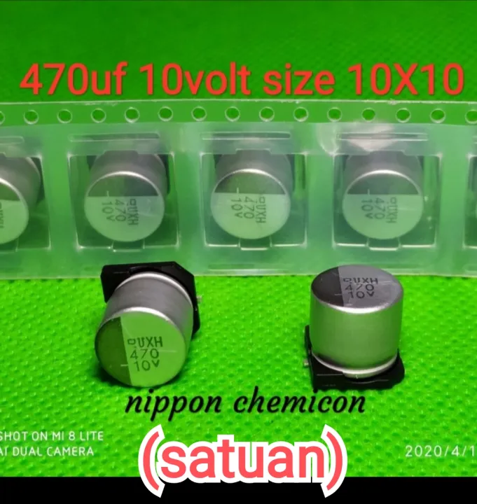 Solid kapasitor capasitor elko elco SMD 470uf 10v 470 uf 10 v size 10x10 original nippon ...