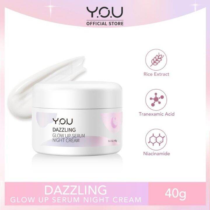 Y. O. U Dazzling Glow up serum night cream 40g | Lazada Indonesia