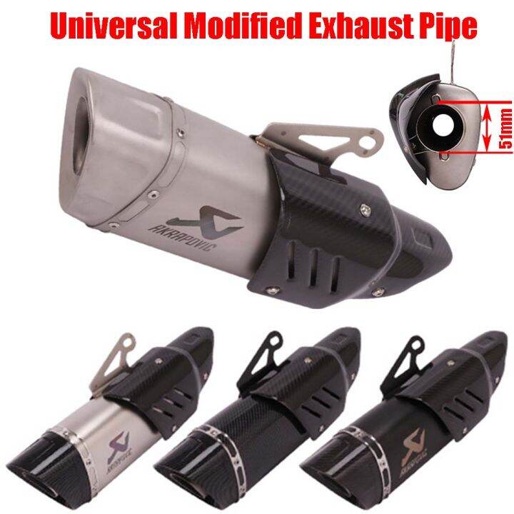Universal 51mm Motorcycle Akrapovic Exhaust Pip Silencer For KAWASAKI ...