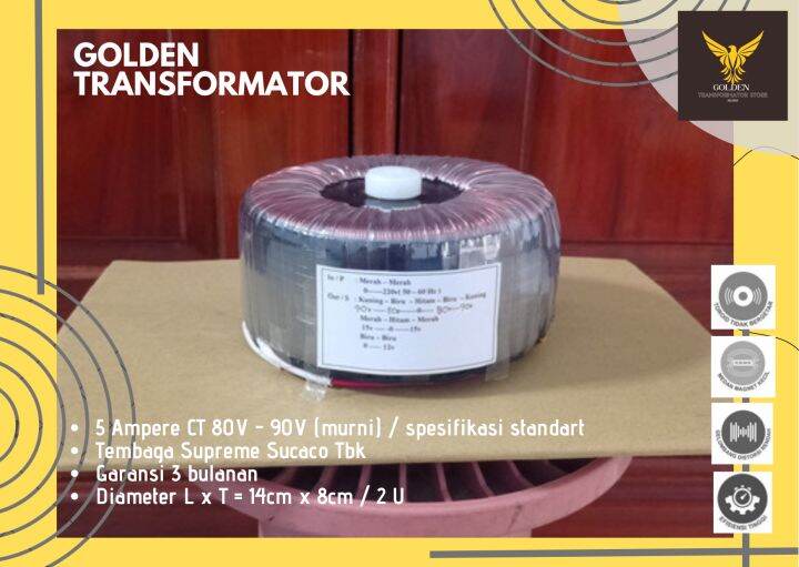 trafo toroid donat 5A CT 80v - 90v murni (spesifikasi standart ...