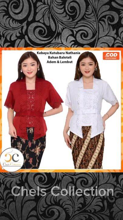 Atasan Kebaya Kutubaru Modern Nathania Bahan Baloteli Premium Laser Cut ...