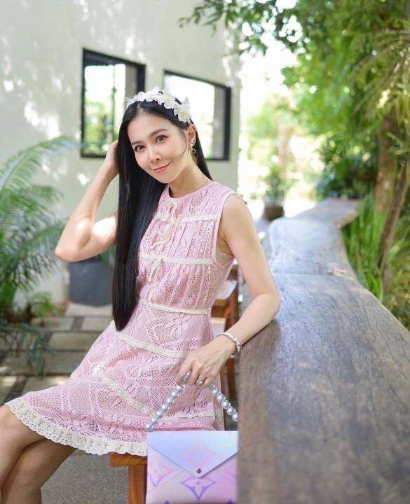 P0015-053 PIMNADACLOSET - Crew Neck Sleeveless Lace Mini Dress | Lazada ...