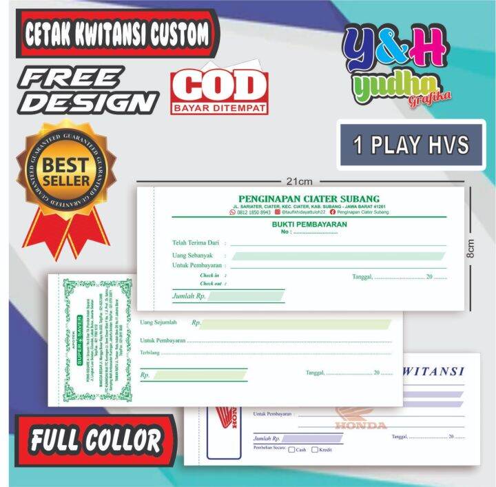 Cetak Kwitansi Costum 1 Ply (MIN 4 BUKU) / Cetak Kwitansi Nama Toko ...