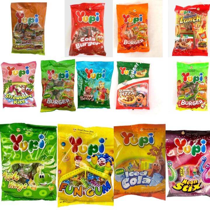 Yupi 60g-120g Gummy Candy Series Burger Pizza Lunch HotDog Cola Sour ...
