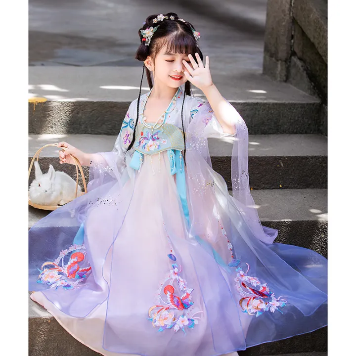 Mid-Autumn Festival Hanfu Girl Jacket and Dress Chang'e Ten-Year-Old ...
