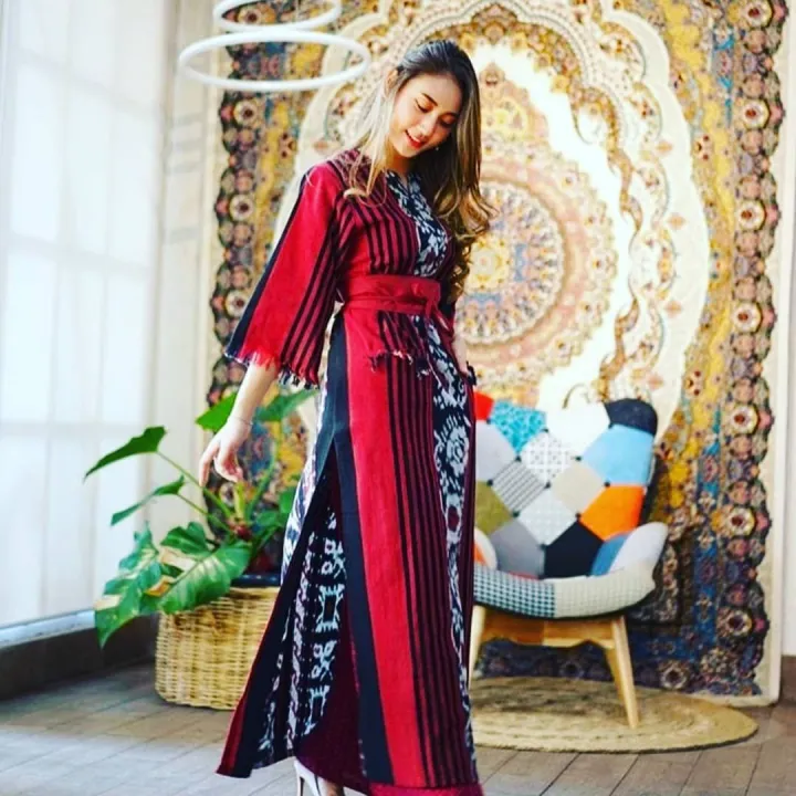 DRESS TENUN MODERN TERBARU DENGAN CELANA | DRESS TENUN UNIK | DRESS ...