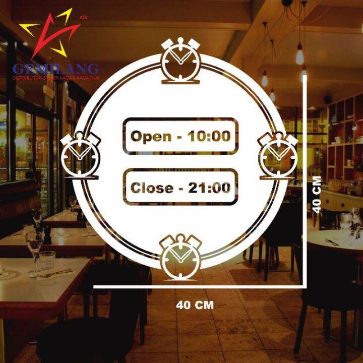 STIKER KACA/KACA DINDING/WALL STICKER/STIKER TOKO OPEN HOURS/STIKER ...